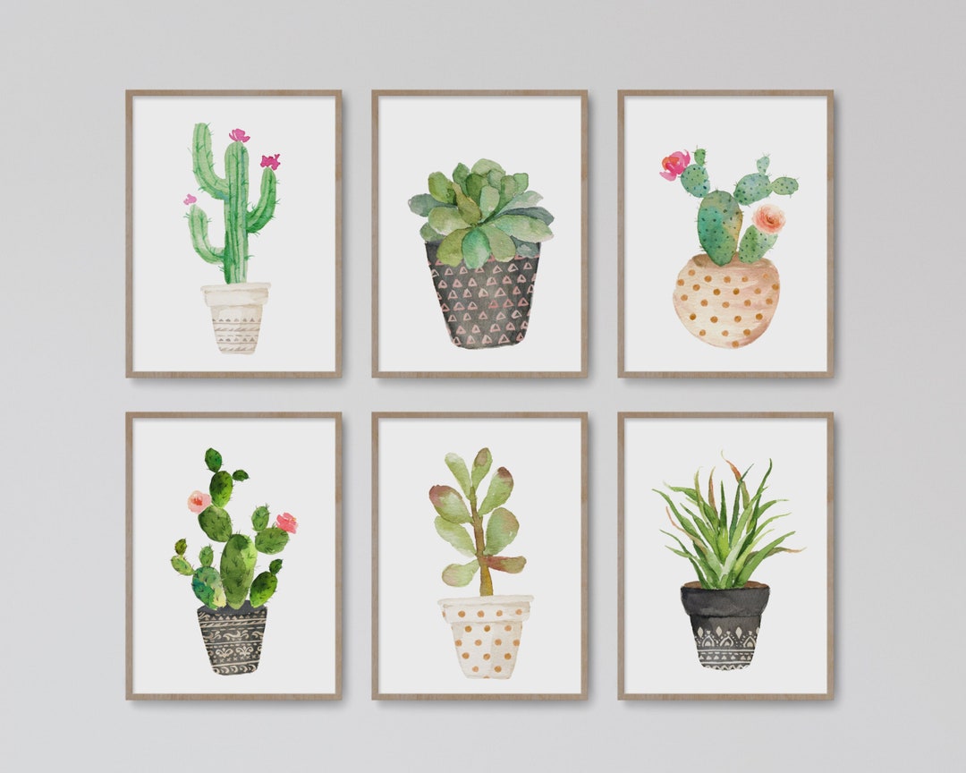 Watercolor Cactus Prints Succulent Wall Art Plant Poster - Etsy