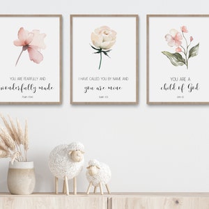 Bible Verse Wall Art, Watercolor Flowers, Scripture Print, Wildflower ...