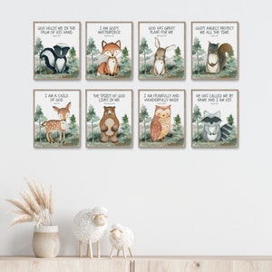 Christian Nursery Decor, Kids Bible Verse Wall Art, Woodland Animals ...