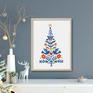 Scandinavian Christmas Tree, Watercolor Christmas Decoration, Holiday ...