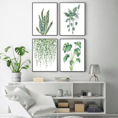 Botanical Print Set Living Room Wall Art Plant Posters Leaf - Etsy