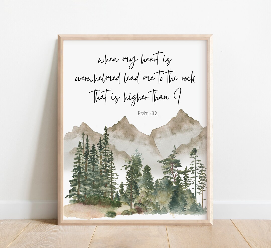 Psalm 61:2, Lead Me to the Rock, Bible Verse Wall Art, Christian Gift ...