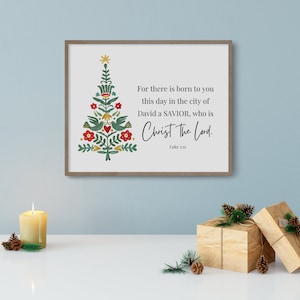 Luke 2:11, Christian Christmas Decor, Christ the Lord is Born, Holiday ...