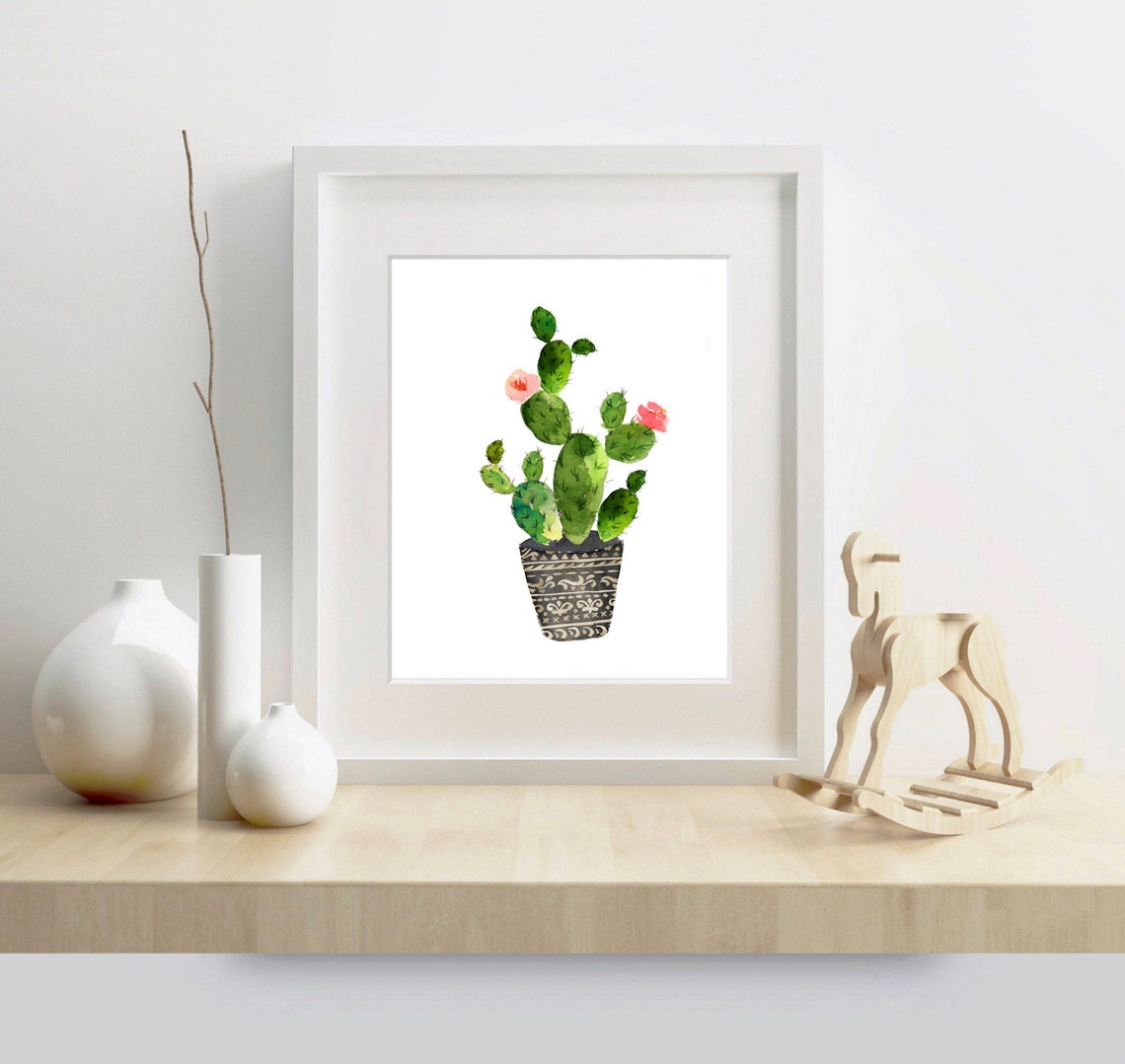 Watercolor Cactus Prints Succulent Wall Art Plant Poster - Etsy