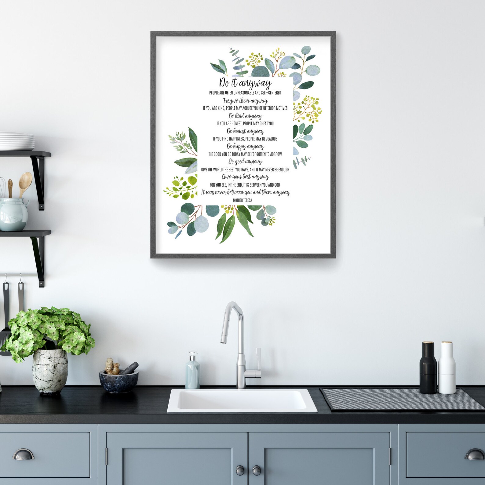 Do It Anyway Mother Teresa Quote Inspirational Wall Art Motivational