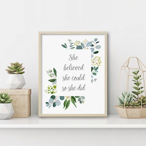 She Believed She Could so She Did Wall Art, Inspirational Wall Art ...