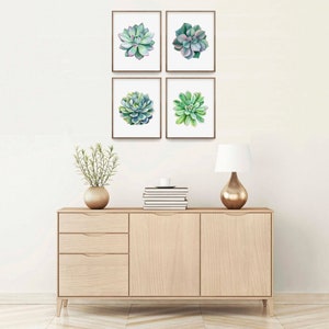 Watercolor Cactus Prints, Set of 4 Succulent Wall Art, Plant Posters ...