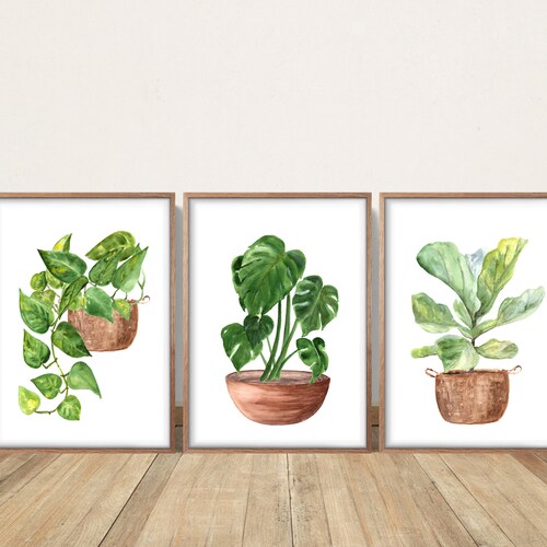 Botanical Print Set Living Room Wall Art Plant Posters Leaf | Etsy
