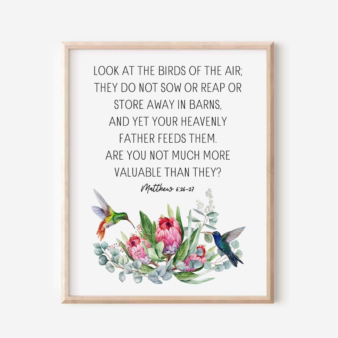 Bible Verse Wall Art, Christian Gift, Scripture Print, Watercolor Bird ...