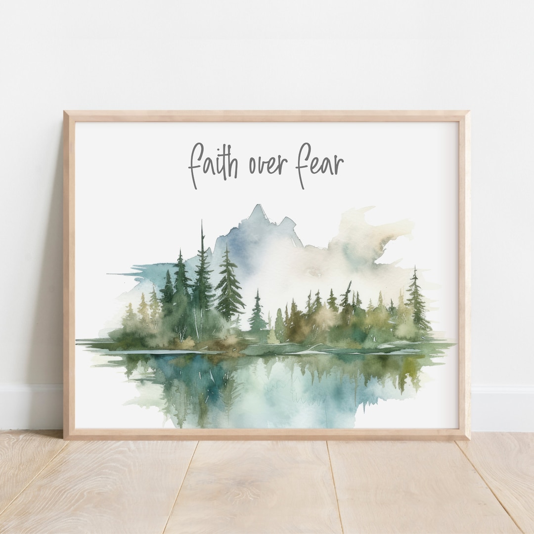 Faith Over Fear, Bible Verse Wall Art, Scripture Print, Christian Gift ...