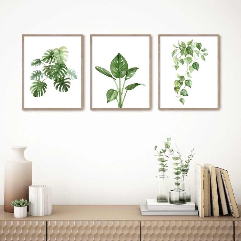 Botanical Print Set Living Room Wall Art Plant Posters Leaf | Etsy