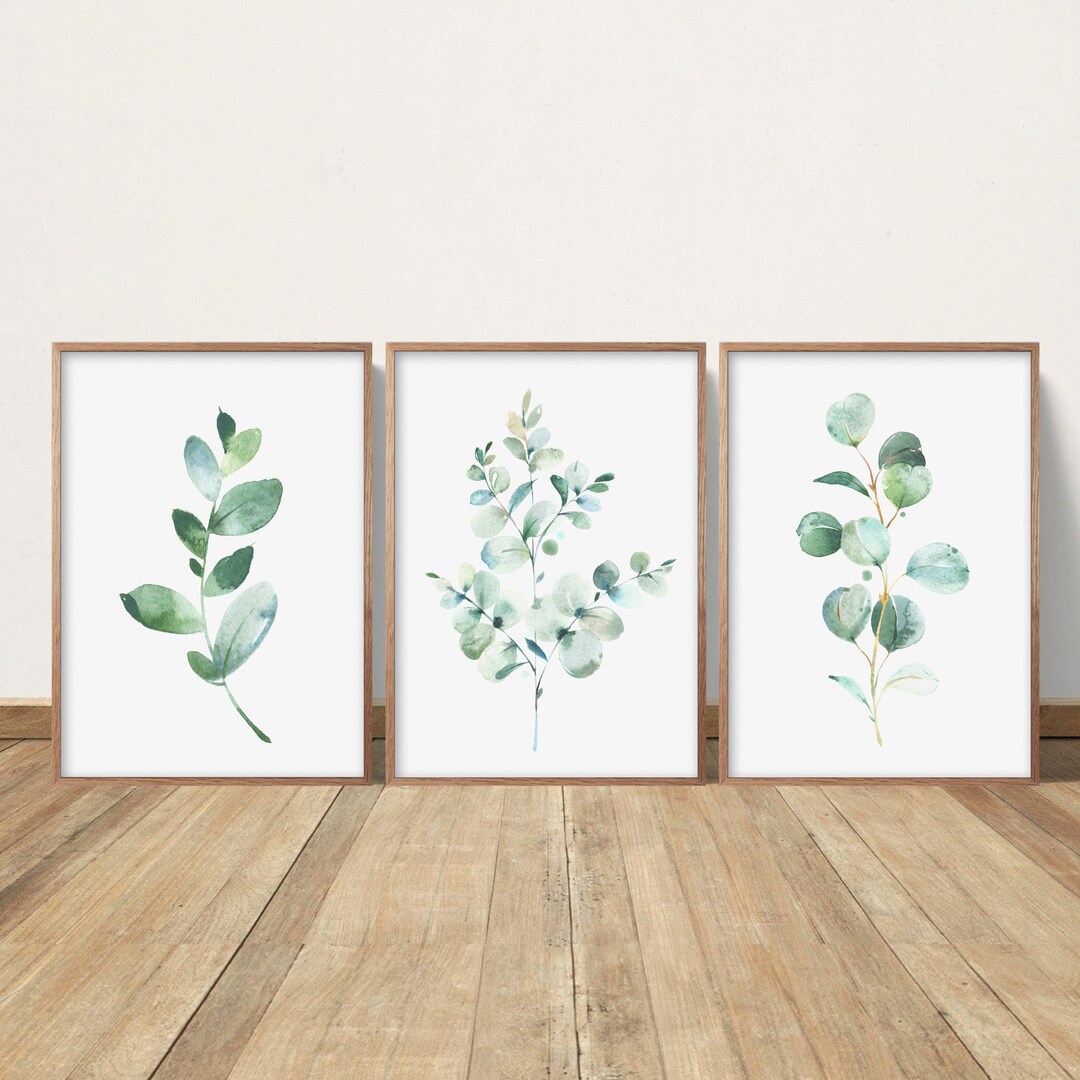 Set of 3 Watercolor Eucalyptus, Botanical Print Set, Plant Posters ...