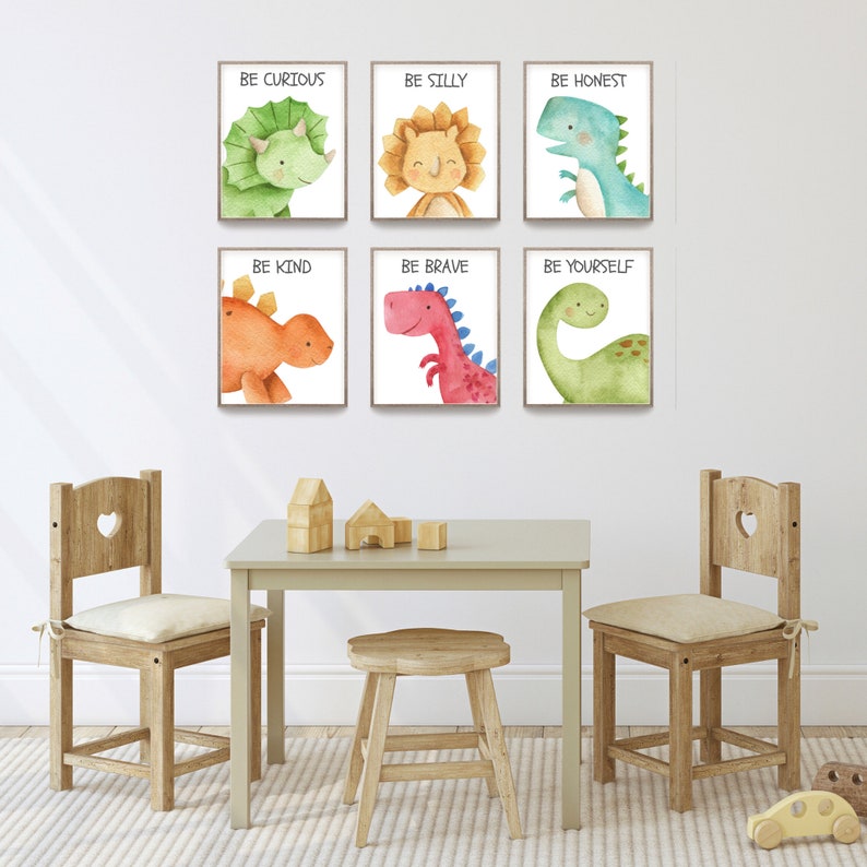 Dinosaur Print Set Dino Nursery Wall Art Kids Room Decor | Etsy