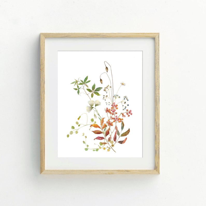 Autumn Leaves Botanical Print Set Wildflower Prints Meadow | Etsy
