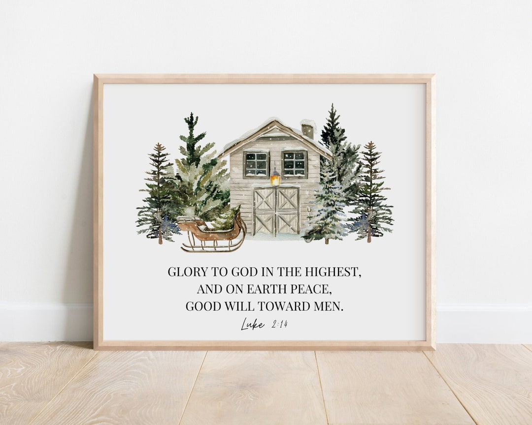 Christian Christmas Decor, Luke 2:14. Glory to God, Rustic Holiday ...