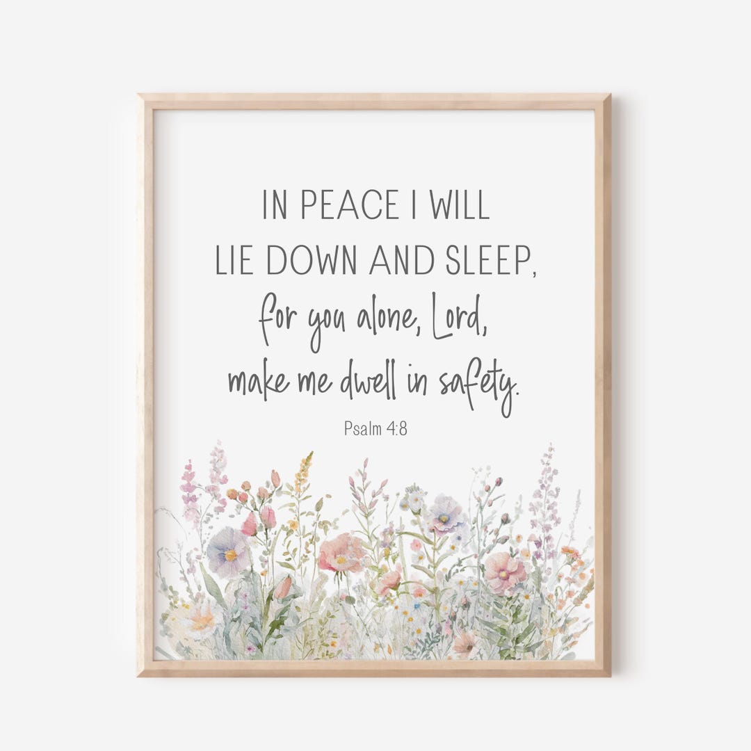 Psalm 4:8, in Peace I Will Lie Down and Sleep, Bible Verse Wall Art ...
