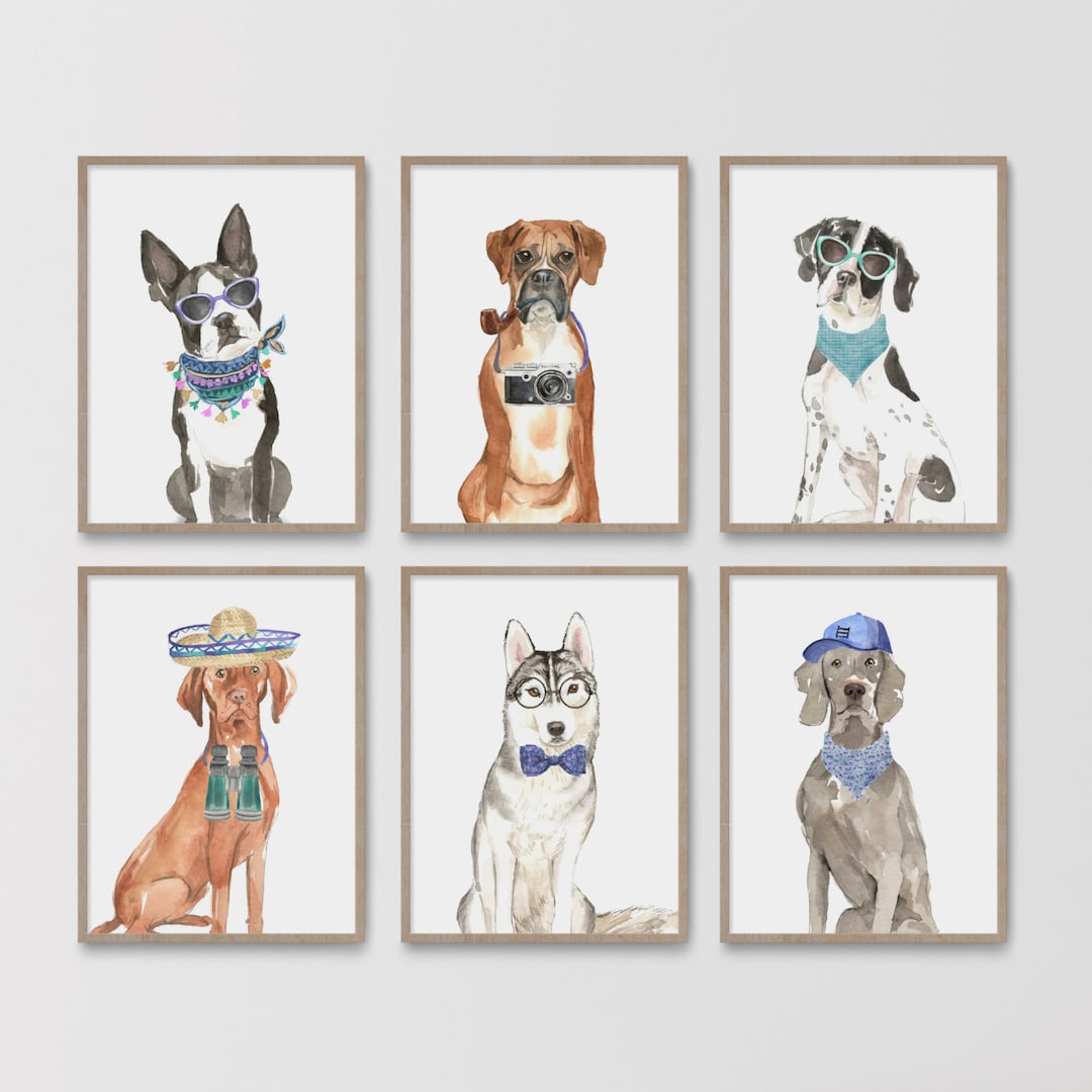Watercolor Dog Prints, Dog Lover Gift, Boys Room Decor, Nursery Wall ...