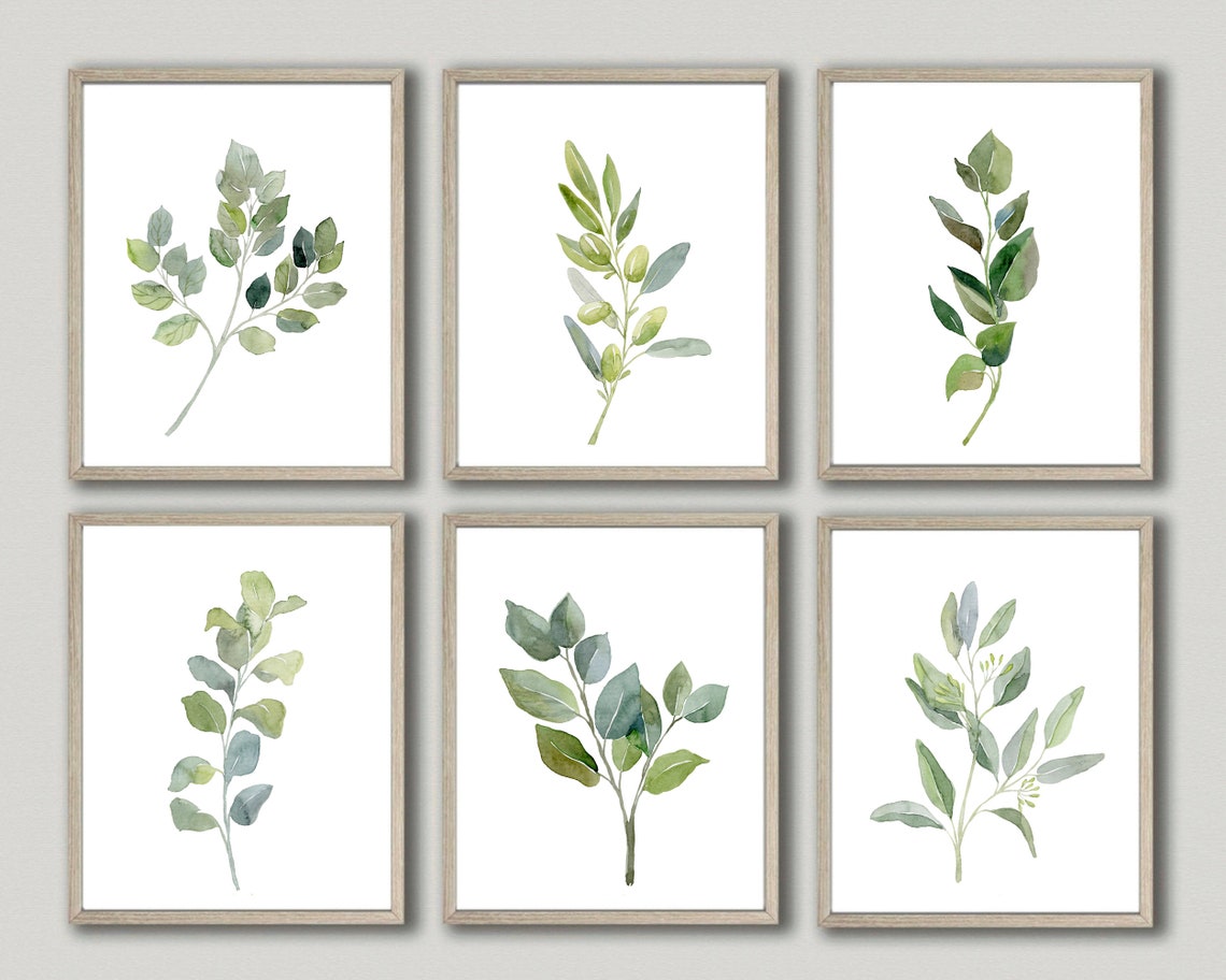 Botanical Print Set Greenery Art Plant Posters Set of 6 | Etsy