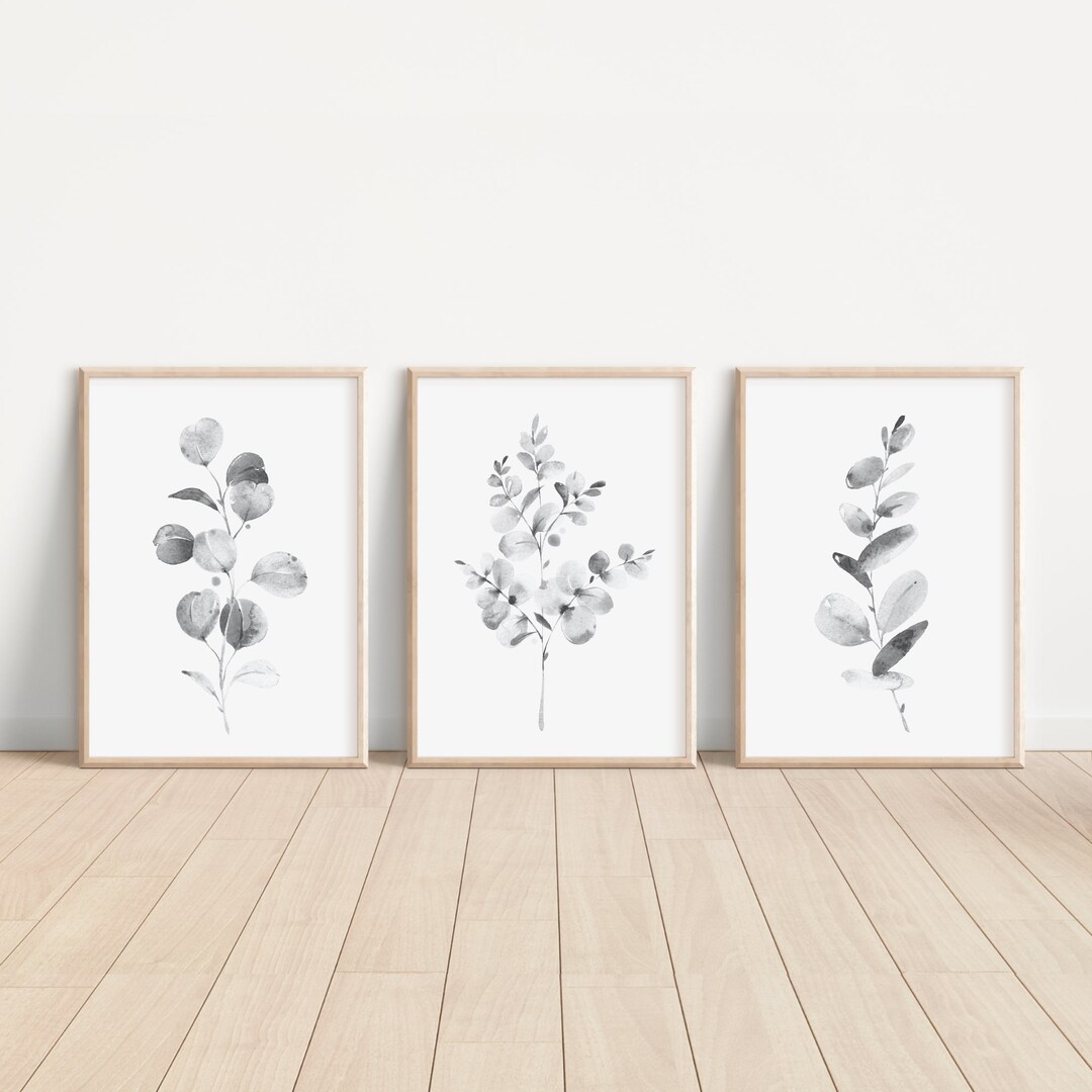 Black and White Art, Botanical Print Set, Living Room Wall Art, Plant ...