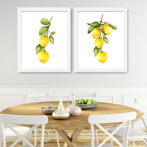 Lemon Kitchen Decor Set of 2 Fruit Print Kitchen Wall Decor - Etsy