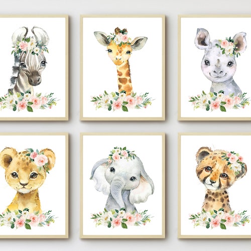 Blush Jungle Animal Nursery Art / Safari Nursery Print / - Etsy Australia
