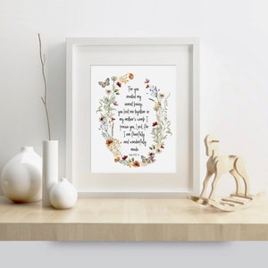 Psalm 139:14, Bible Verse Wall Art, Scripture Print, Fearfully and ...