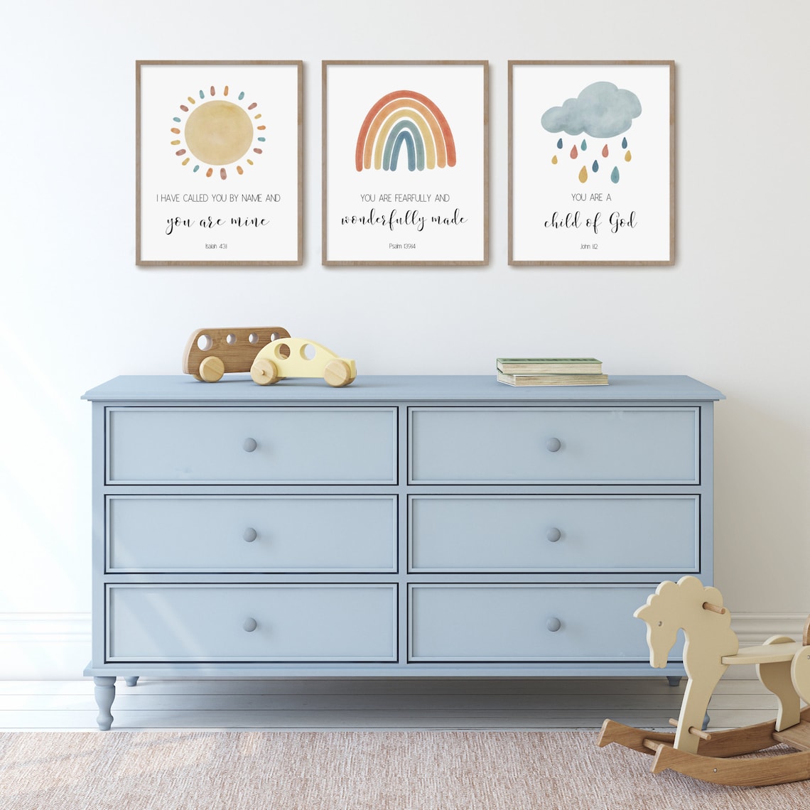 Christian Nursery Decor, Set of 3 Kids Bible Verse Wall Art, Scripture ...