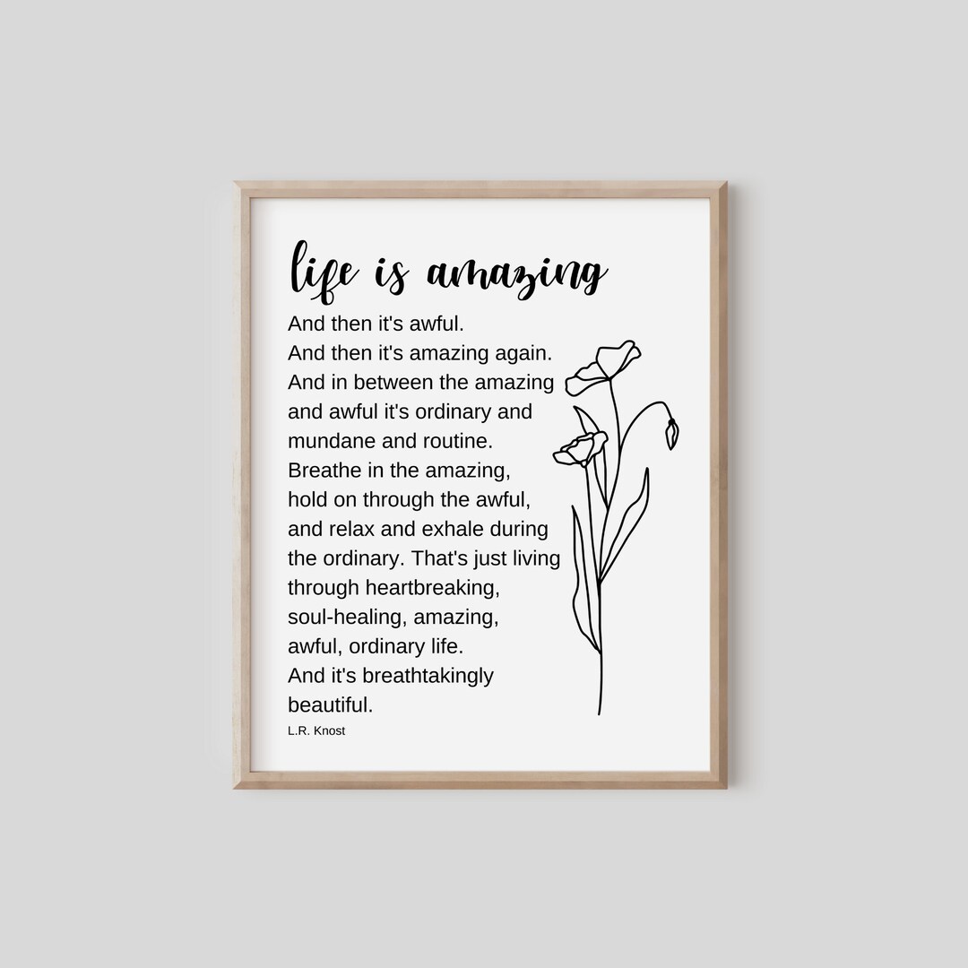Life is Amazing LR Knost Quote Inspirational Wall Art - Etsy