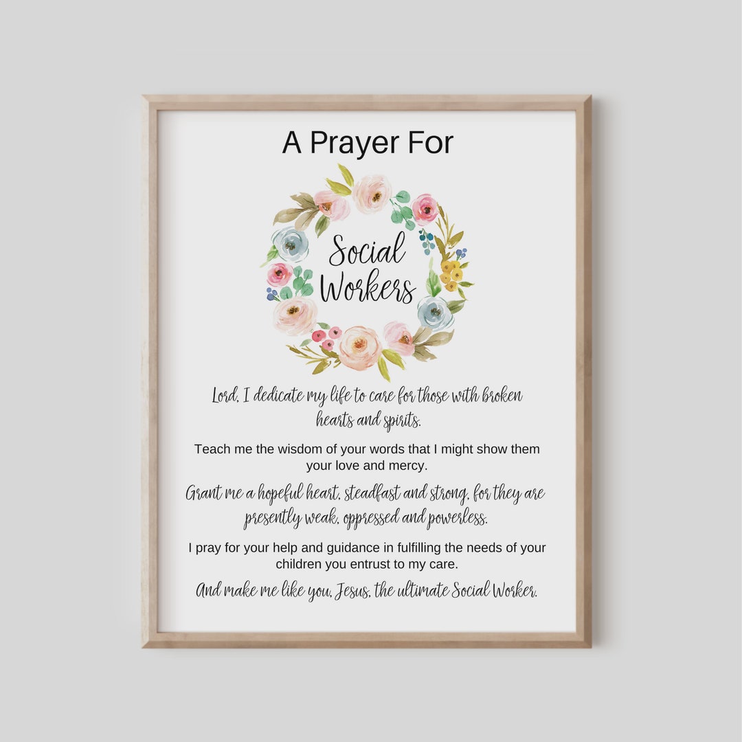 Social Worker Gift, Prayer for School Social Work, Office Decor ...