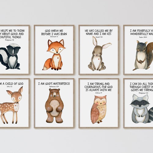 Christian Nursery Decor Kids Bible Verse Wall Art Watercolor - Etsy