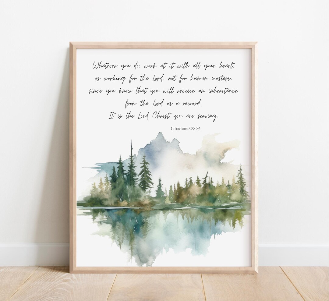 Colossians 3:23-24, Work for the Lord, Bible Verse Wall Art, Christian ...
