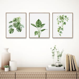 Botanical Print Set, Living Room Wall Art, Plant Posters, Leaf Prints ...
