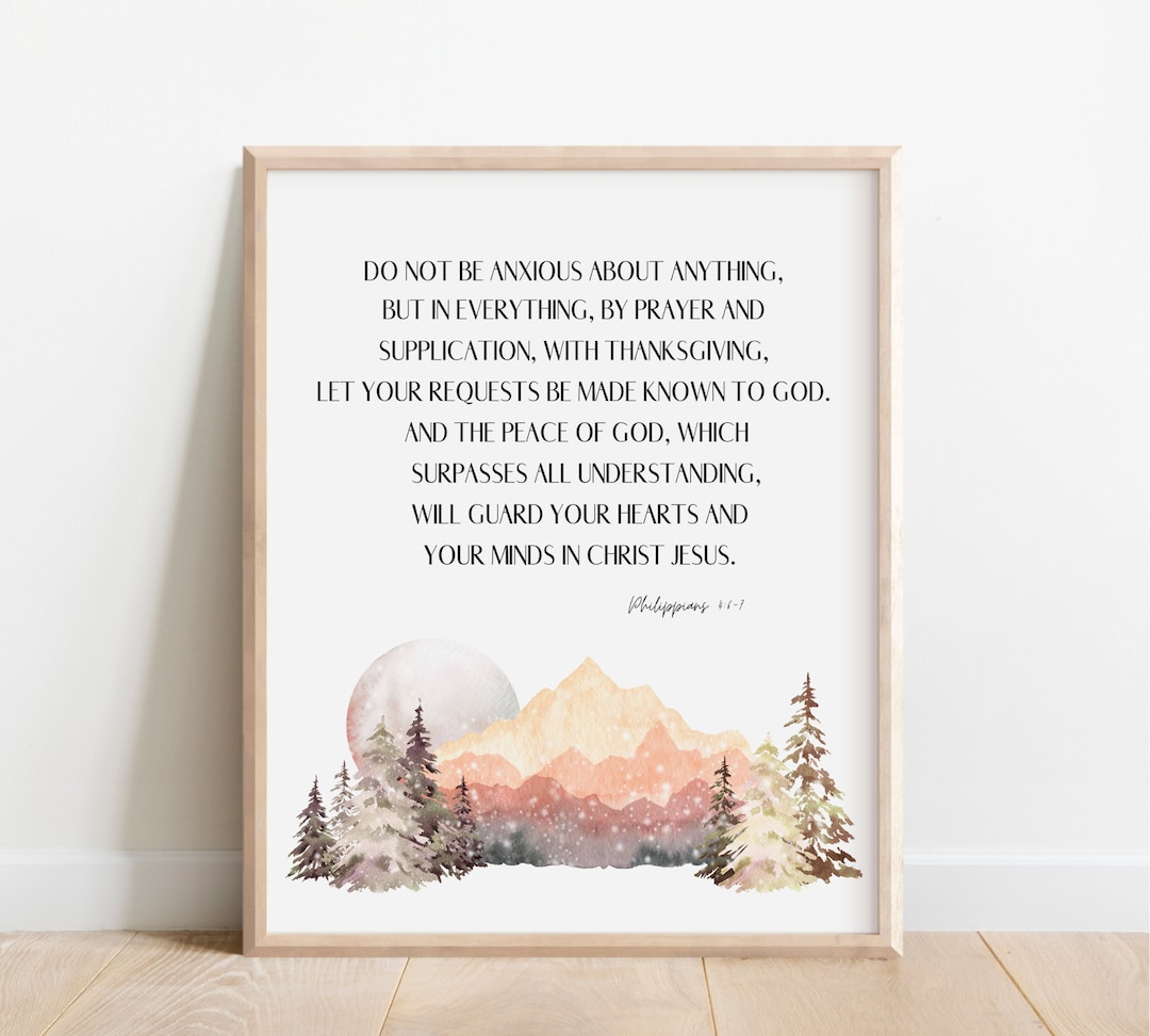 Philippians 4:6-7, Bible Verse Wall Art, Scripture Print, Bedroom Wall ...