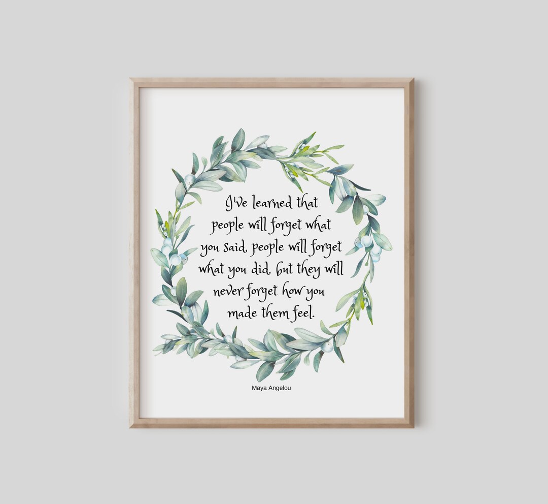 Maya Angelou Quote, Motivational Poster, Inspirational Wall Art, Social ...