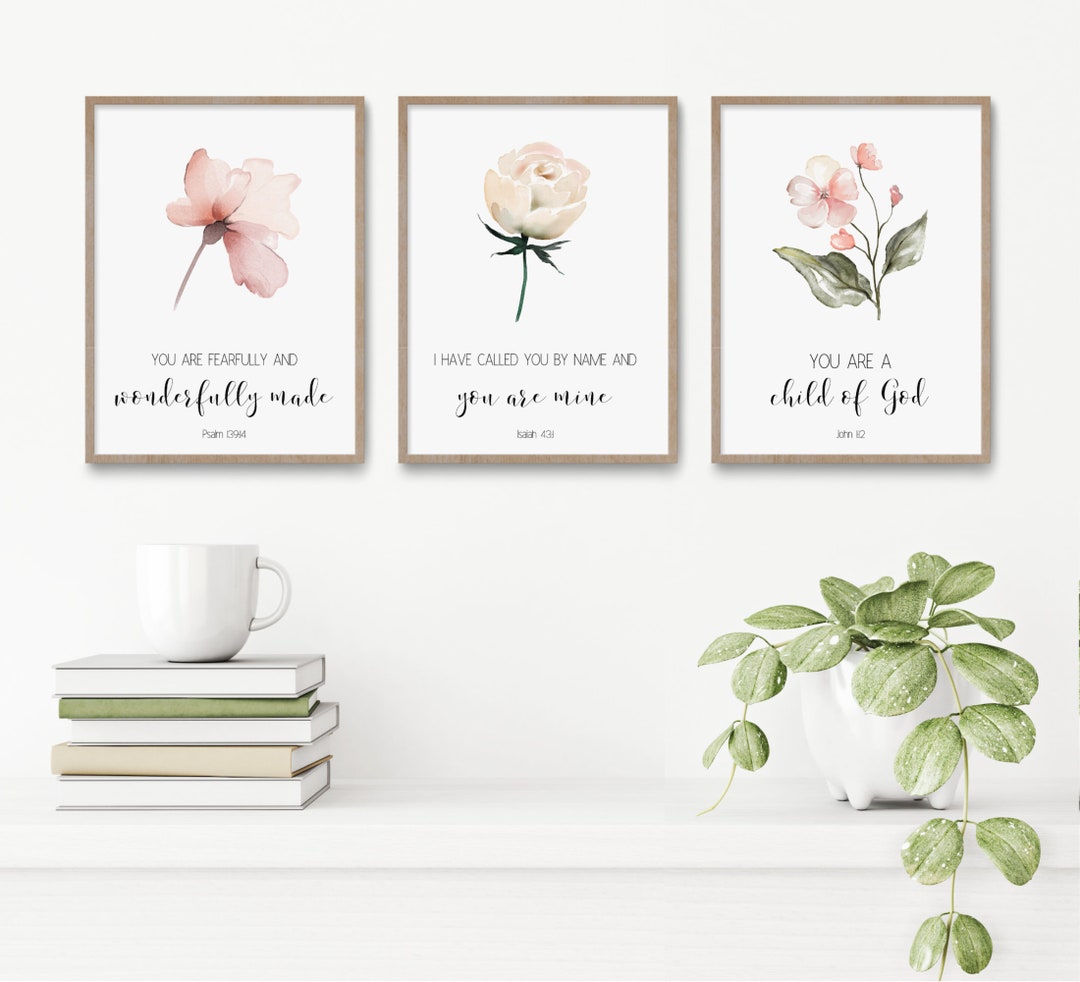 Bible Verse Wall Art Watercolor Flowers Scripture Print - Etsy