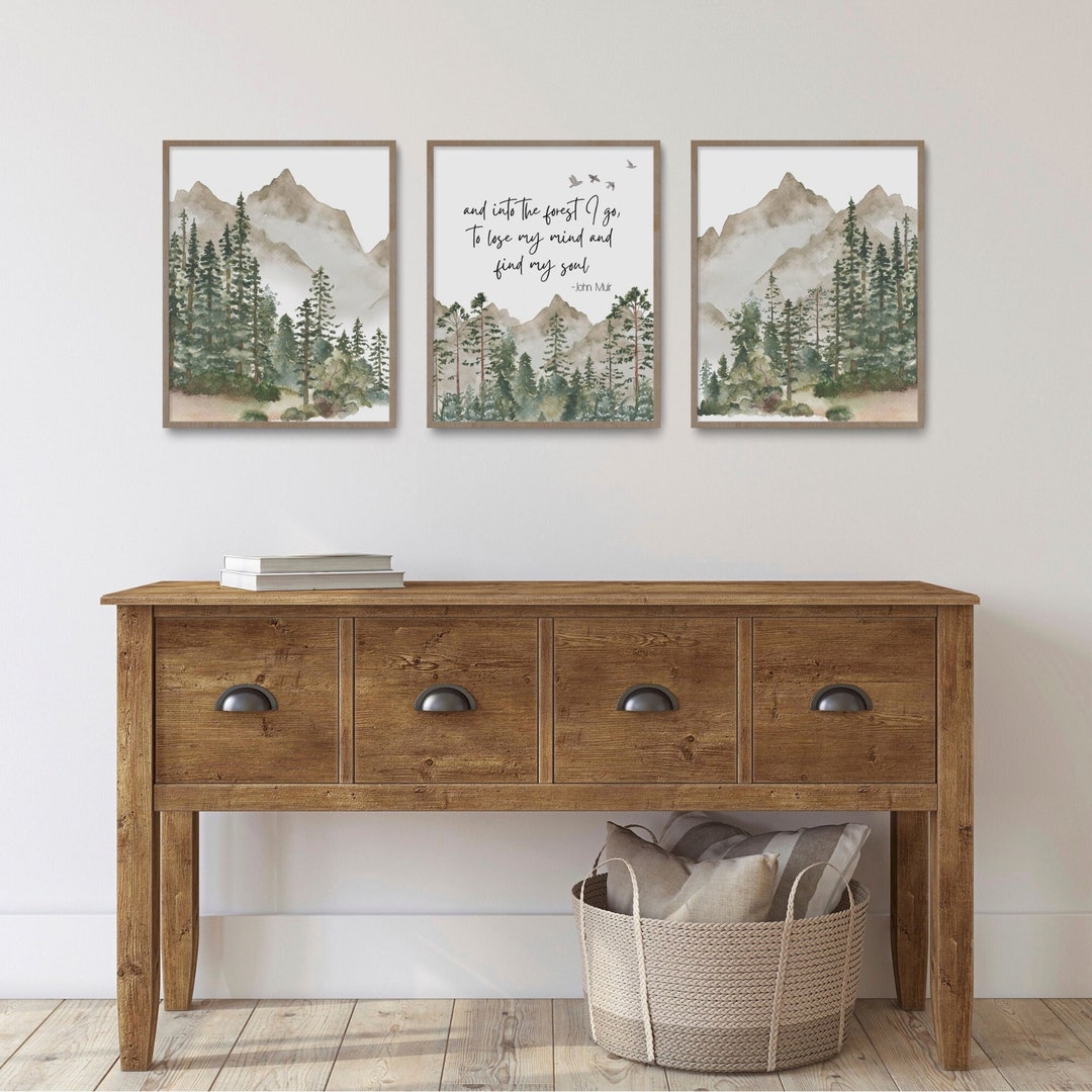 John Muir Quotes and Into the Forest I Go, Wilderness Art Print ...