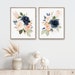Navy and Blush Wall Art, Watercolor Flowers, Floral Bouquets, Baby Girl ...