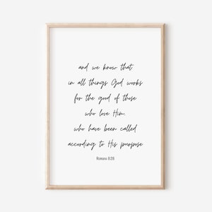 Romans 8:28, Bible Verse Wall Art, Christian Gift, Scripture Print ...