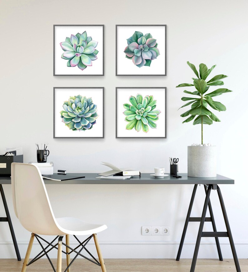 Succulent Wall Art Cactus Prints Botanical Print Set - Etsy