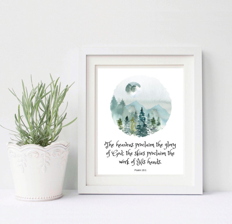 Psalm 19:1 Print Bible Verse Wall Art Christian Gift - Etsy