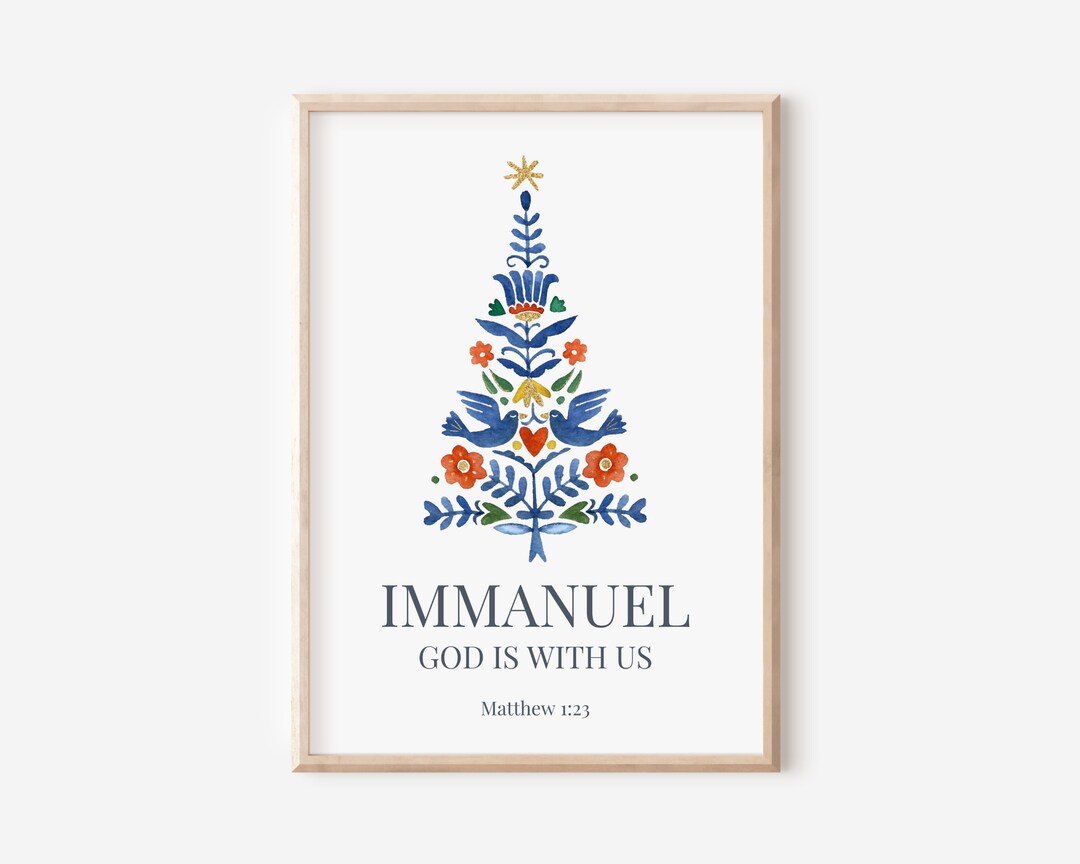 Immanuel God is With Us, Matthew 1:23, Christmas Decor, Rustic Holiday ...
