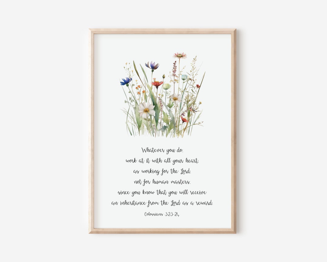 Colossians 3:23-24, Work for the Lord, Bible Verse Wall Art, Christian ...