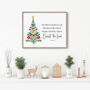 Luke 2:11, Christian Christmas Decor, Christ the Lord is Born, Holiday ...