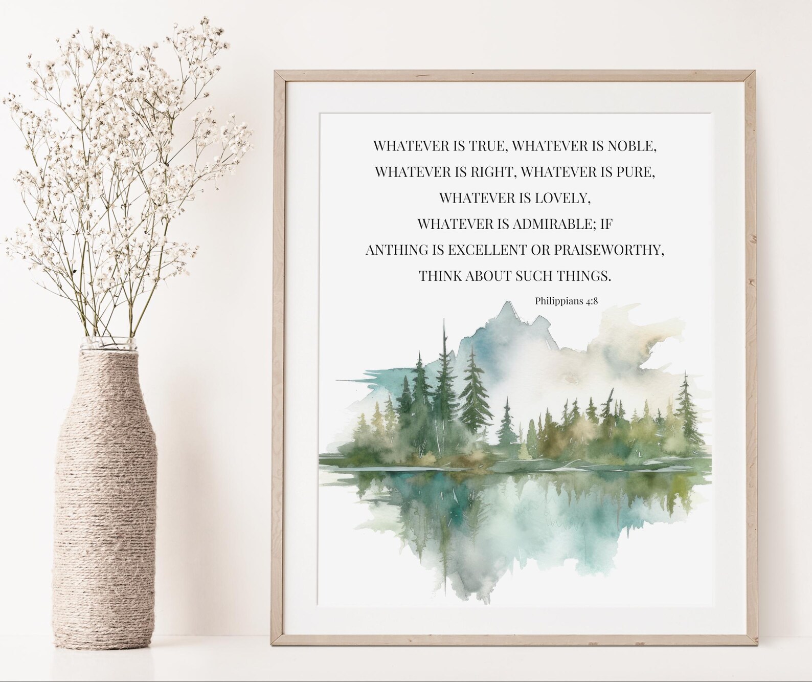 Philippians 4:8; Whatever is True, Bible Verse Wall Art, Christian Gift ...