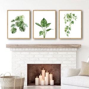Botanical Print Set Living Room Wall Art Plant Posters Leaf | Etsy