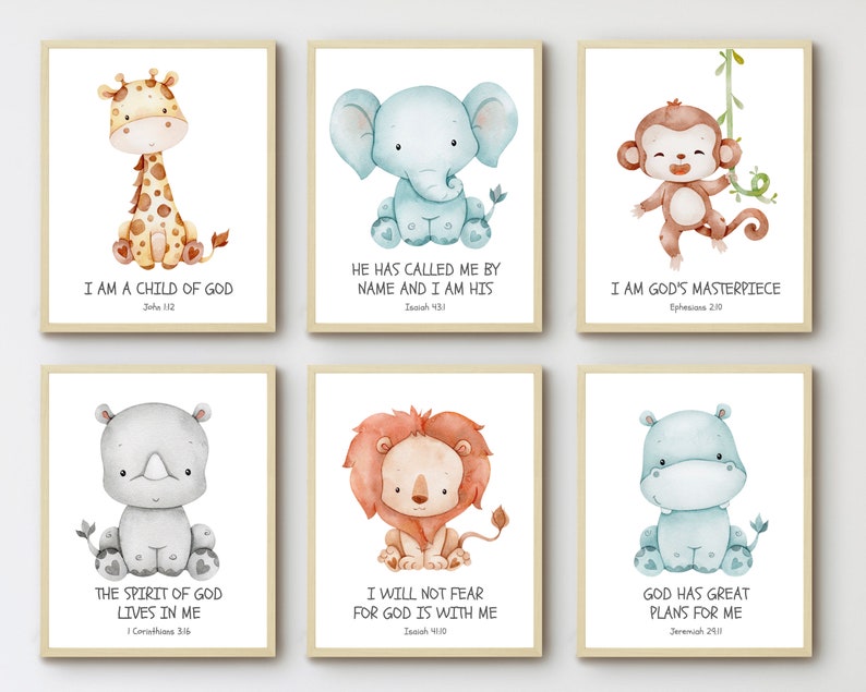 Christian Nursery Decor Kids Bible Verse Wall Art Watercolor | Etsy