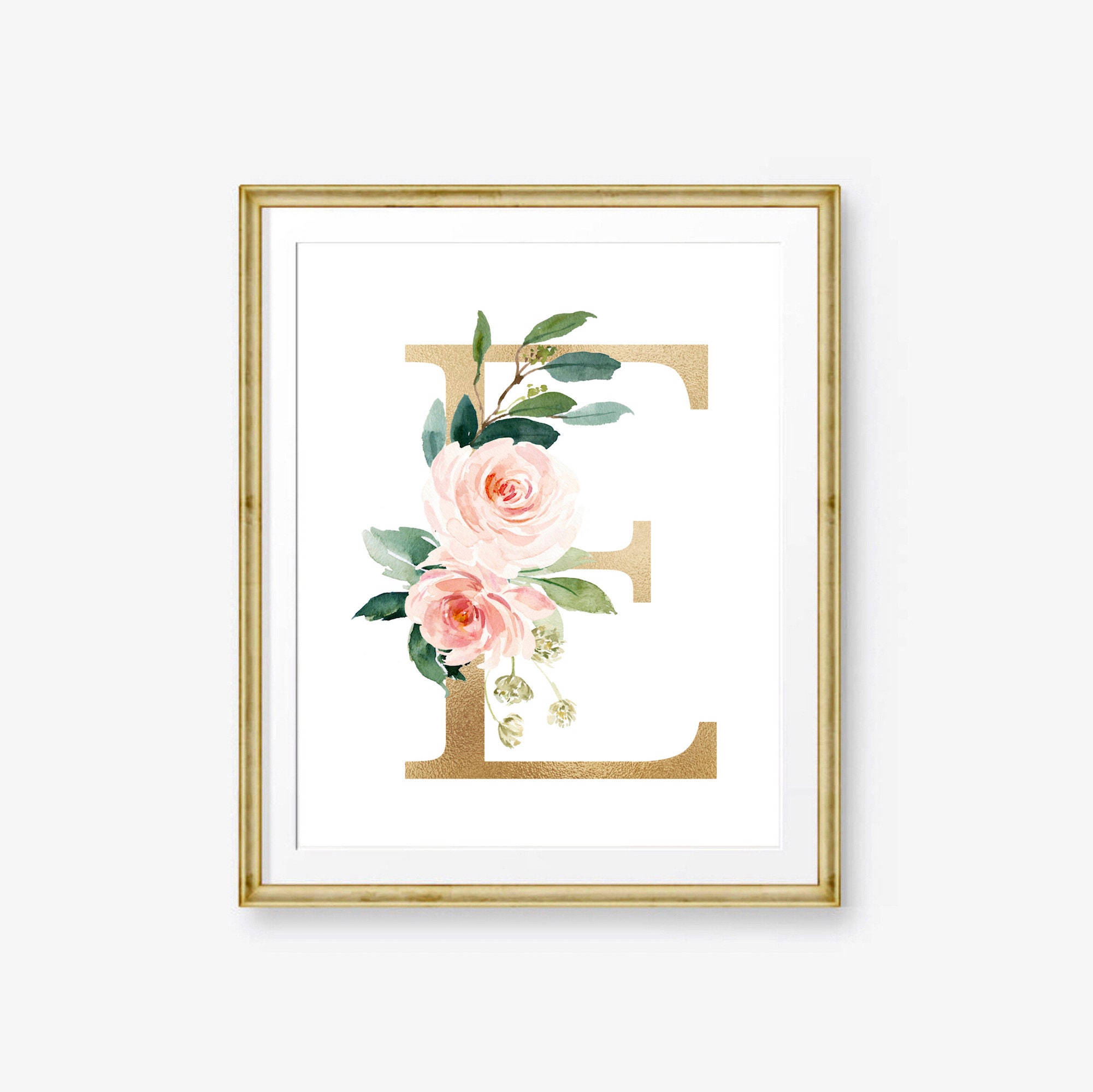 Custom Print Pink and Gold Personalized Initial Nursery Wall | Etsy