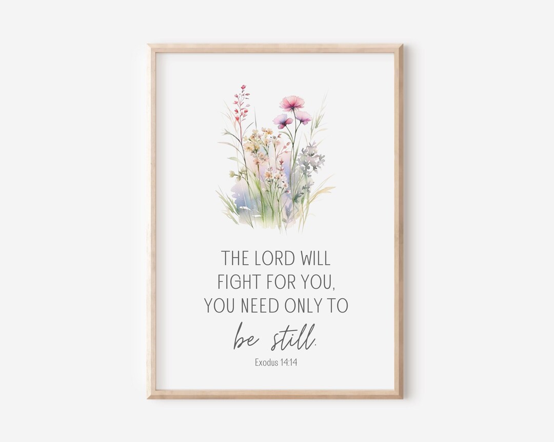 Exodus 14:14, the Lord Will Fight for You, Bible Verse Wall Art ...