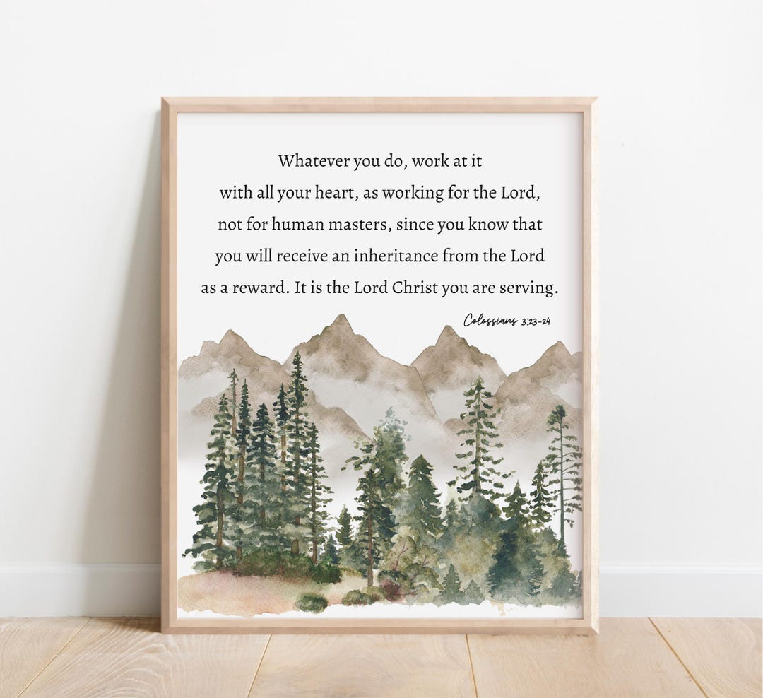 Colossians 3:23-24, Work for the Lord, Bible Verse Wall Art, Christian ...