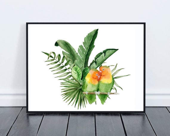 Watercolor Botanical Print botanicaltropical| Digital printing Parrot ...